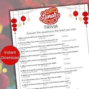 Lunar New Year Trivia Game, Lunar New Year Quiz, Printable Chinese New ...