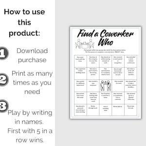 Coworker Find Someone Who Game, Office Party Mix + Mingle, Human Bingo ...