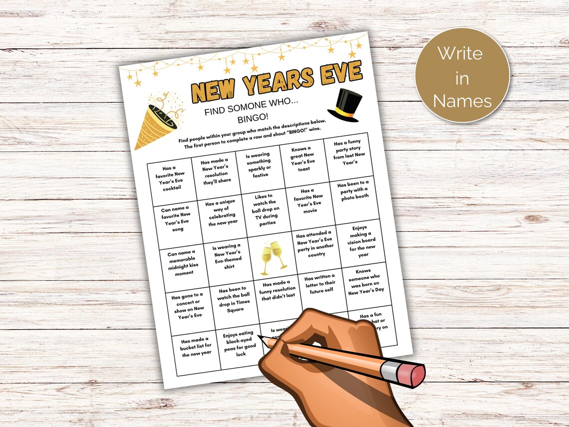 New Years Eve Find Someone Who Game, New Years Eve Party Mix and Mingle ...