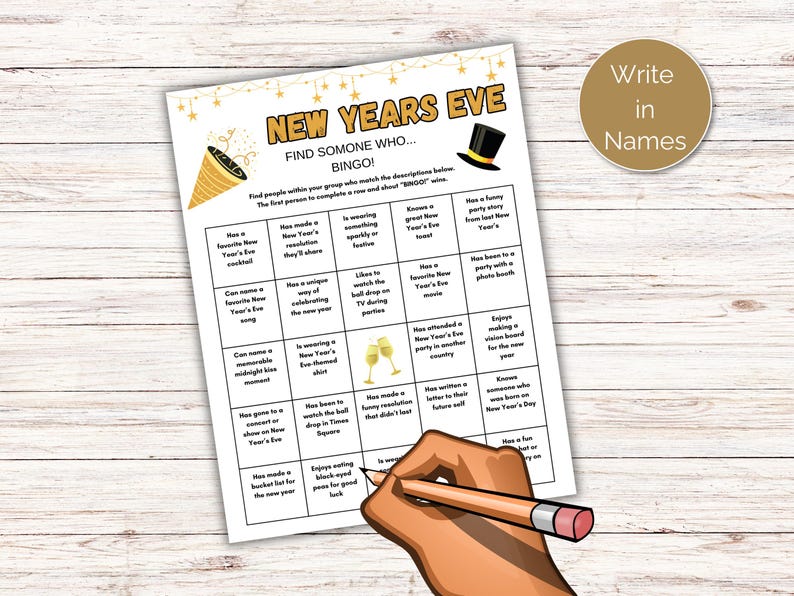 New Years Eve Find Someone Who Game, New Years Eve Party Mix and Mingle ...