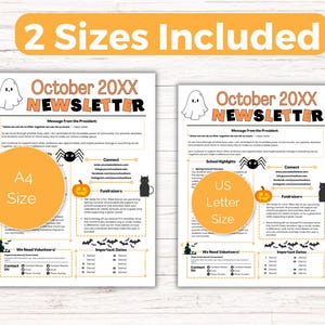 EDITABLE October PTO PTA Newsletter Template, Monthly Classroom October ...
