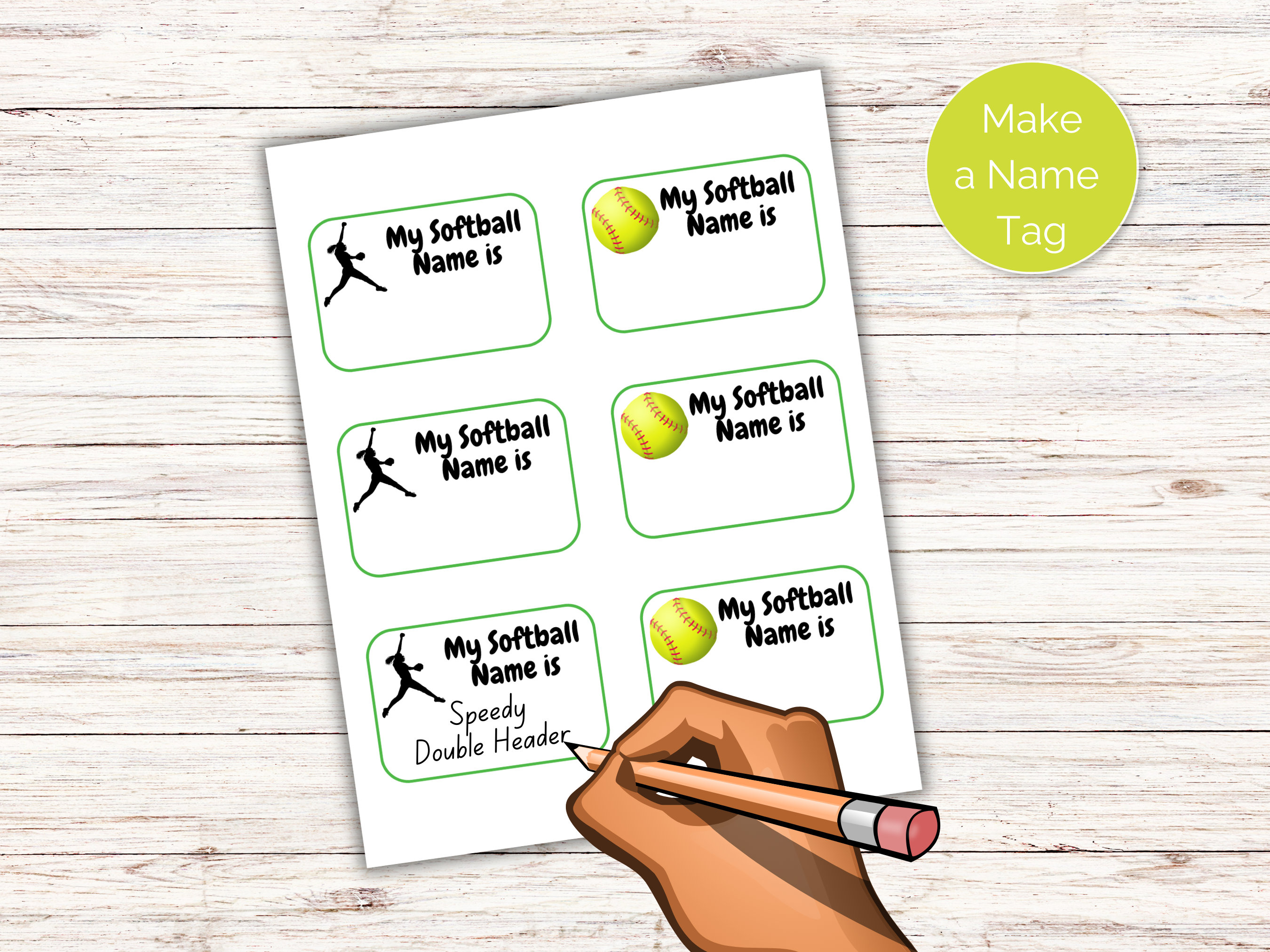 What's Your Softball Name Game Name Tags, Softball Birthday Party ...