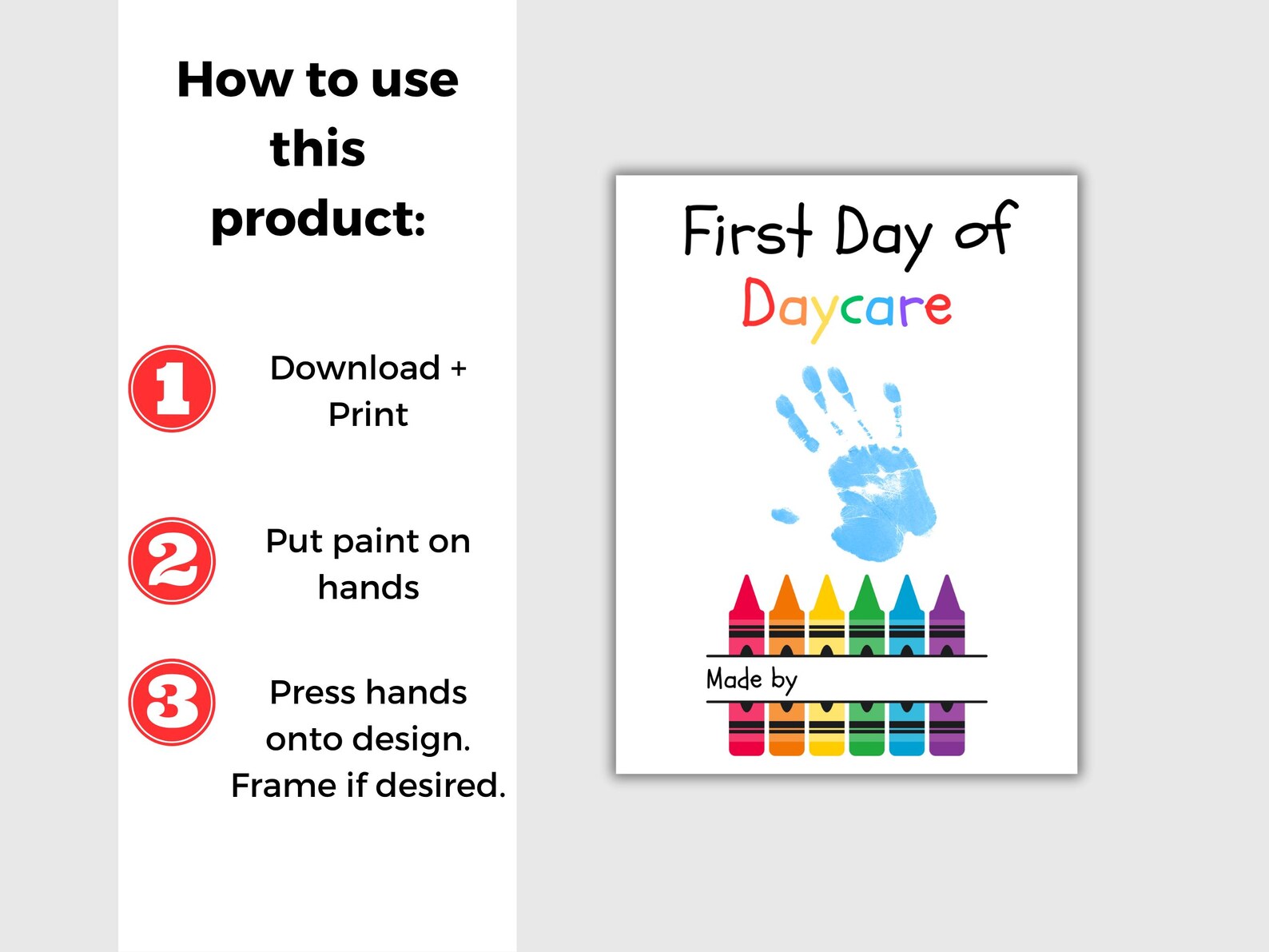 First Day of Daycare Handprint Art, First Day of Daycare Handprint ...