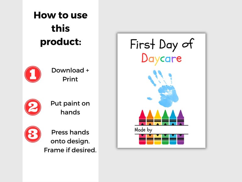 First Day of Daycare Handprint Art, First Day of Daycare Handprint ...