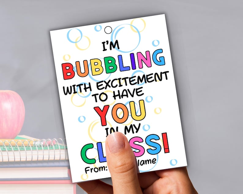 Editable Back to School Bubble Gift Tags, Printable First Day of School ...
