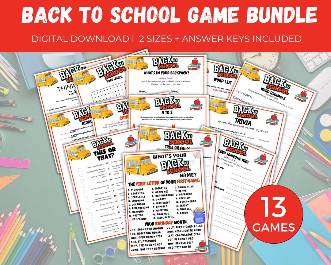Back to School Games, First Day of School Activities, Elementary School ...