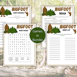Bigfoot Games, Bigfoot Party Printable, Sasquatch Activity for Kids ...