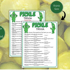 Pickle Trivia Game, Pickle Quiz, Printable Pickle Themed Party Game ...