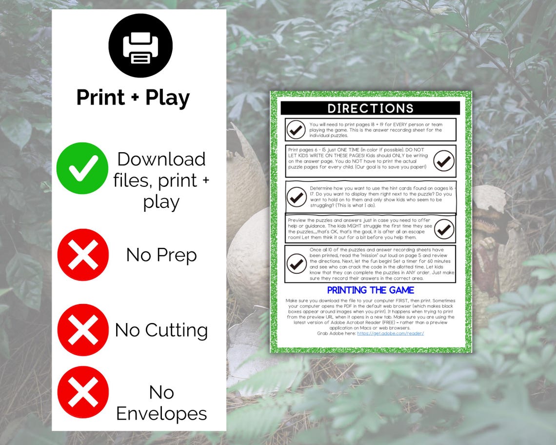 Dinosaur Escape Room for Kids, Printable Escape Room Kit, Dinosaur ...