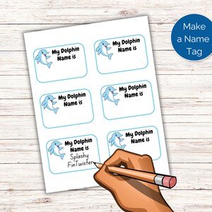 What's Your Dolphin Name Game + Name Tags, Dolphin Birthday Party ...