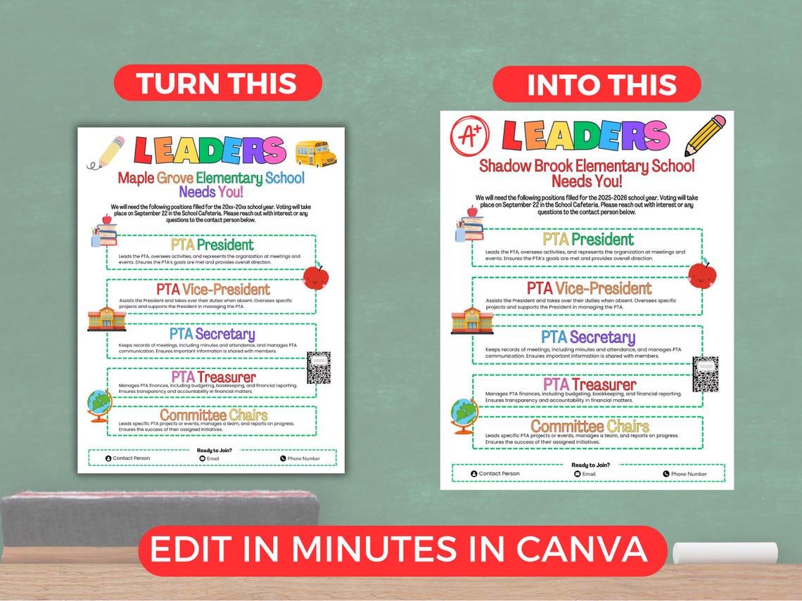 EDITABLE PTA PTO Elections Flyer Template, Pta Board Member Position ...