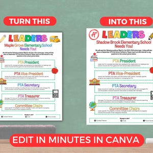 EDITABLE PTA PTO Elections Flyer Template, Pta Board Member Position ...