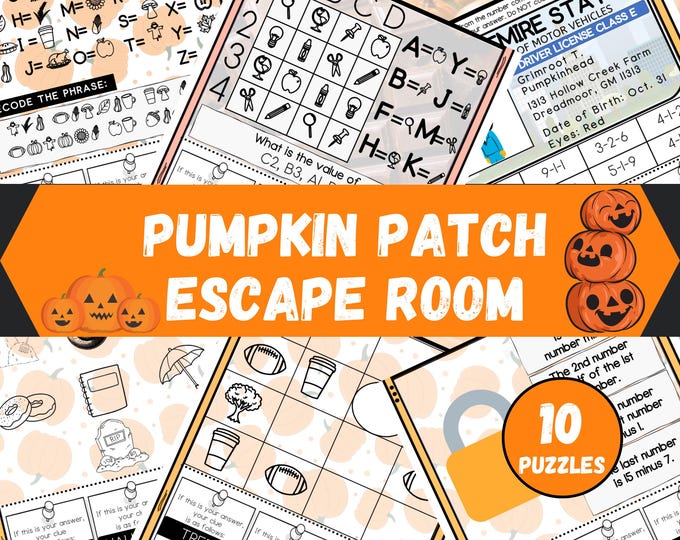 Pumpkin Patch Escape Room, Halloween Printable Escape Room Kit, DIY ...