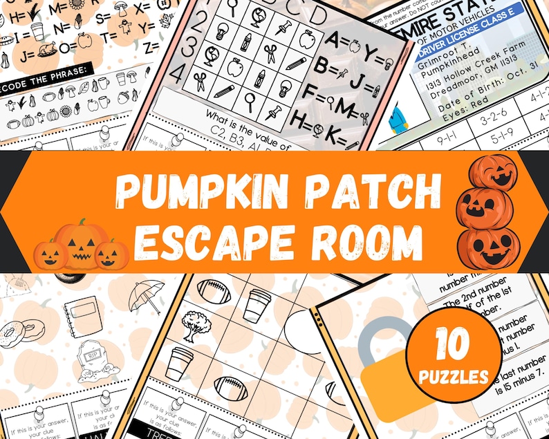 Pumpkin Patch Escape Room, Halloween Printable Escape Room Kit, DIY ...