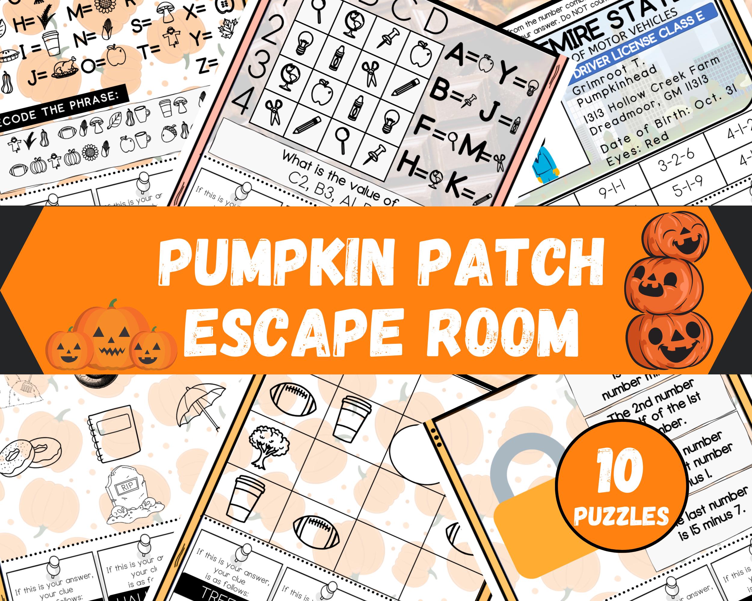 Pumpkin Patch Escape Room, Halloween Printable Escape Room Kit, DIY ...