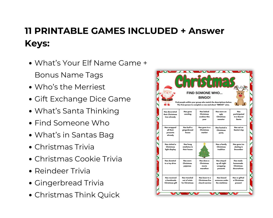 Christmas Games for Teens, 11 Printable Teen Christmas Games, Fun ...