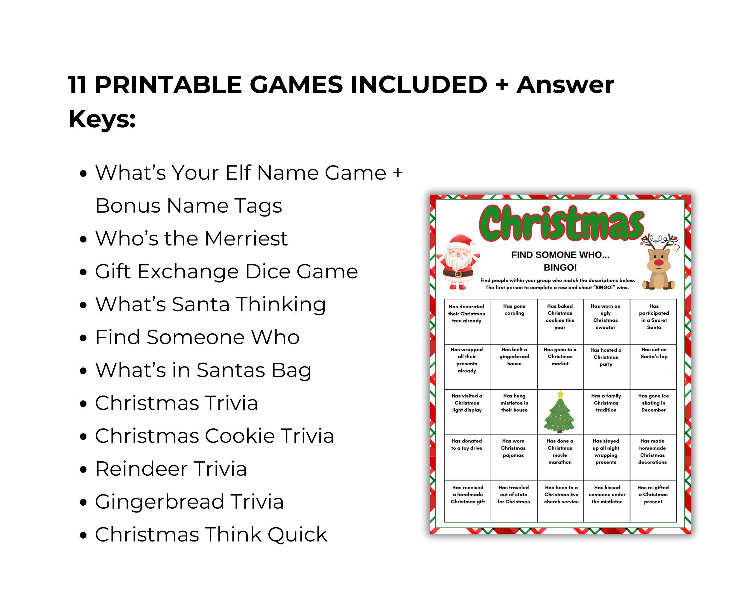 Christmas Games for Teens, 11 Printable Teen Christmas Games, Fun ...