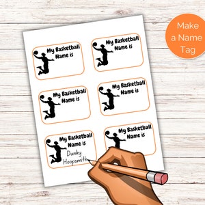What's Your Basketball Name Game + Name Tags, Basketball Party Activity ...