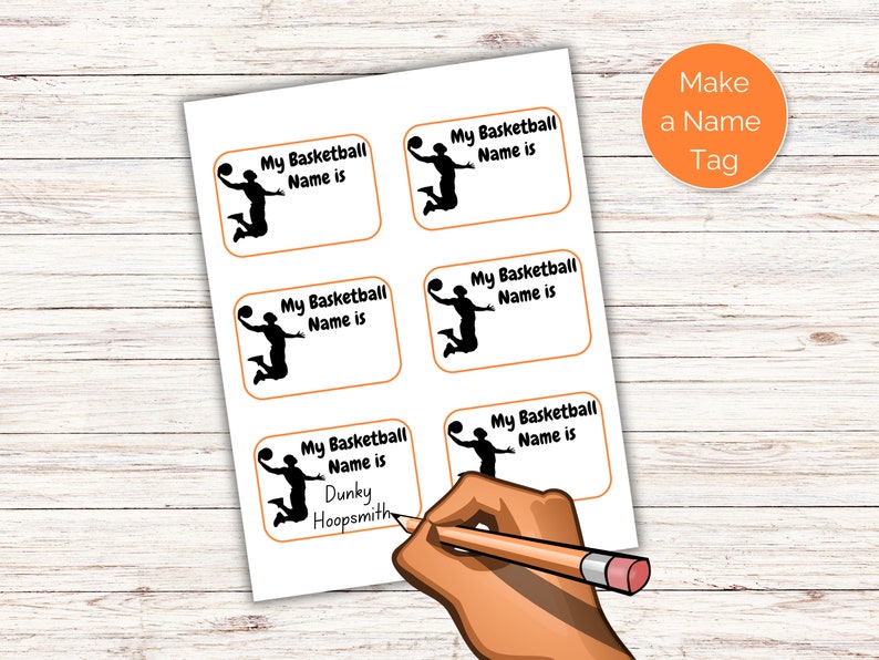 What's Your Basketball Name Game + Name Tags, Basketball Party Activity ...
