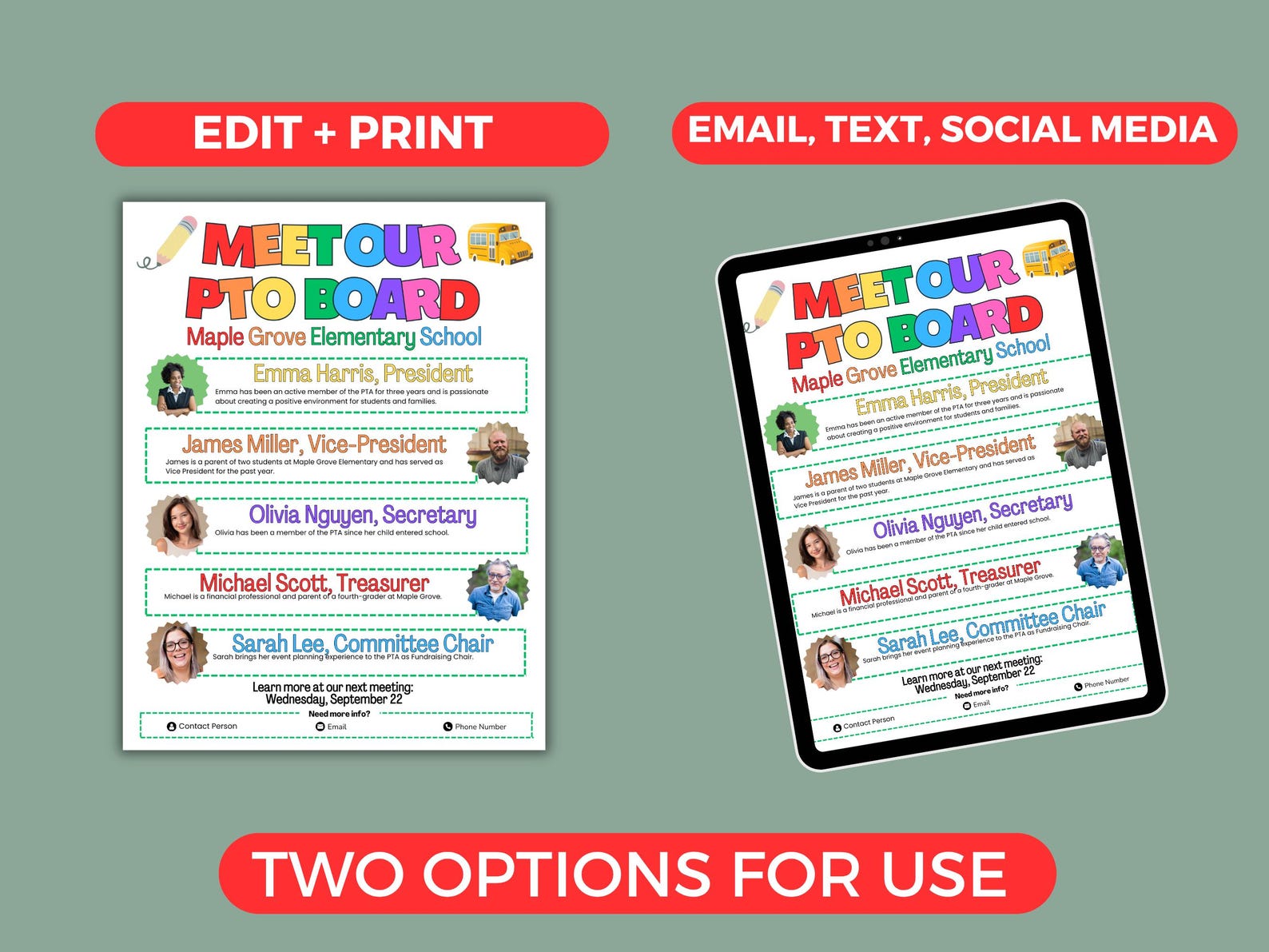 EDITABLE Meet the PTA PTO Board Flyer Template, Pta Volunteer Board ...
