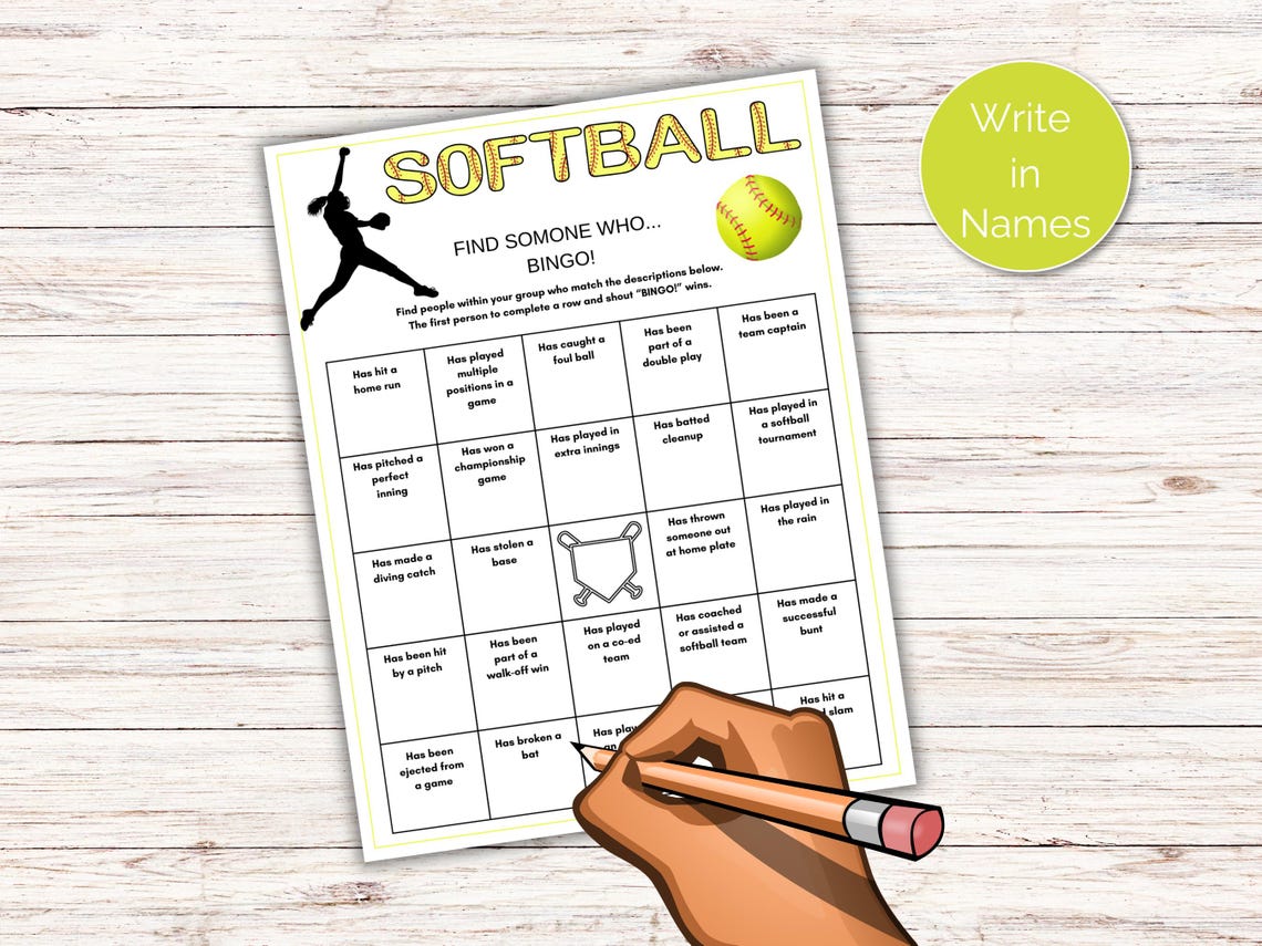 Softball Find Someone Who Game, Softball Team Building Game, Printable ...