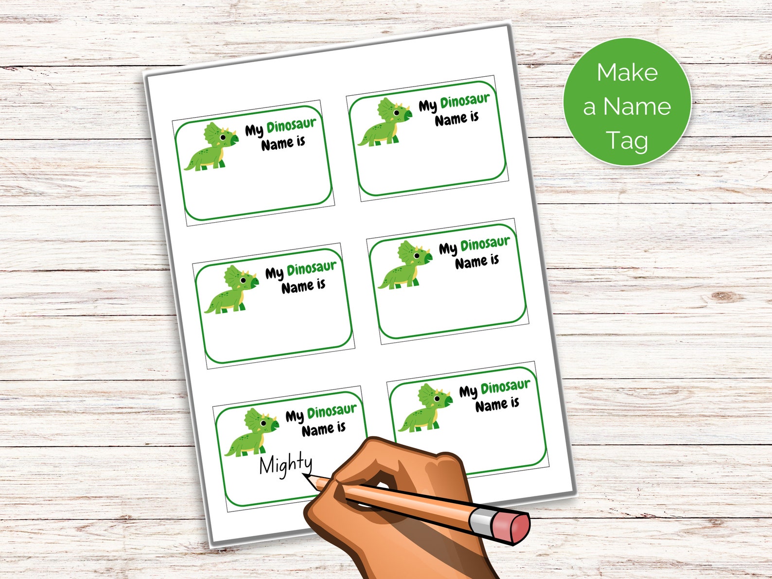 What's Your Dinosaur Name Game + Name Tags, Dinosaur Birthday Party ...