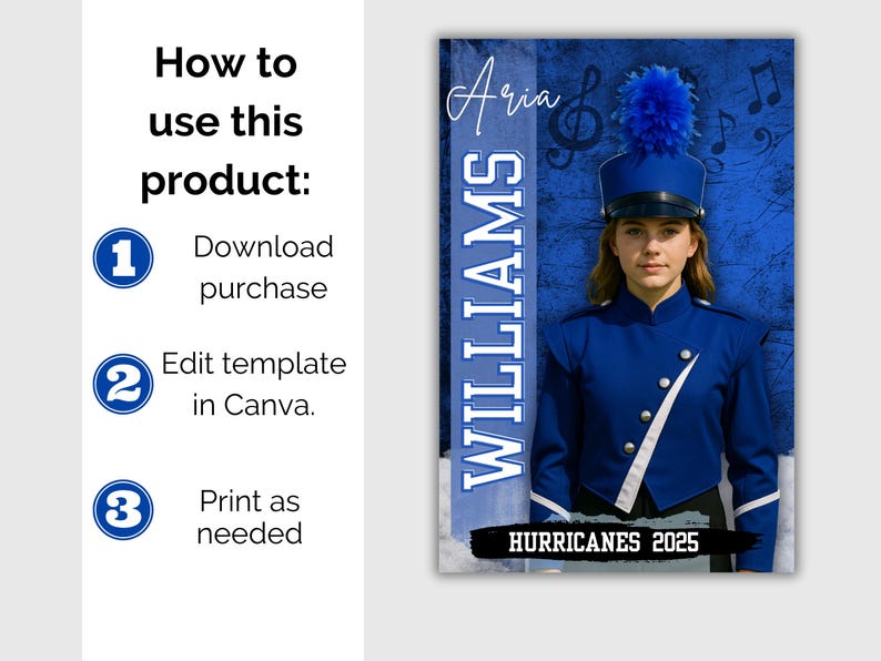 Editable Senior Marching Band Banner Template, Custom Marching Band ...