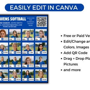 Editable 16 Player Team Roster Template, Customizable Travel Team ...