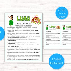 Luau Pass the Prize, Printable Luau Pass the Parcel Game, Luau Party ...