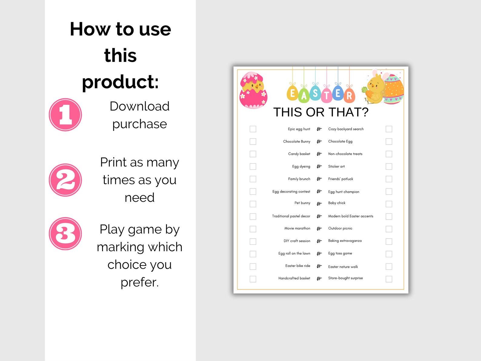 Easter This or That Game, Printable Easter Party Game for Groups, Kids ...