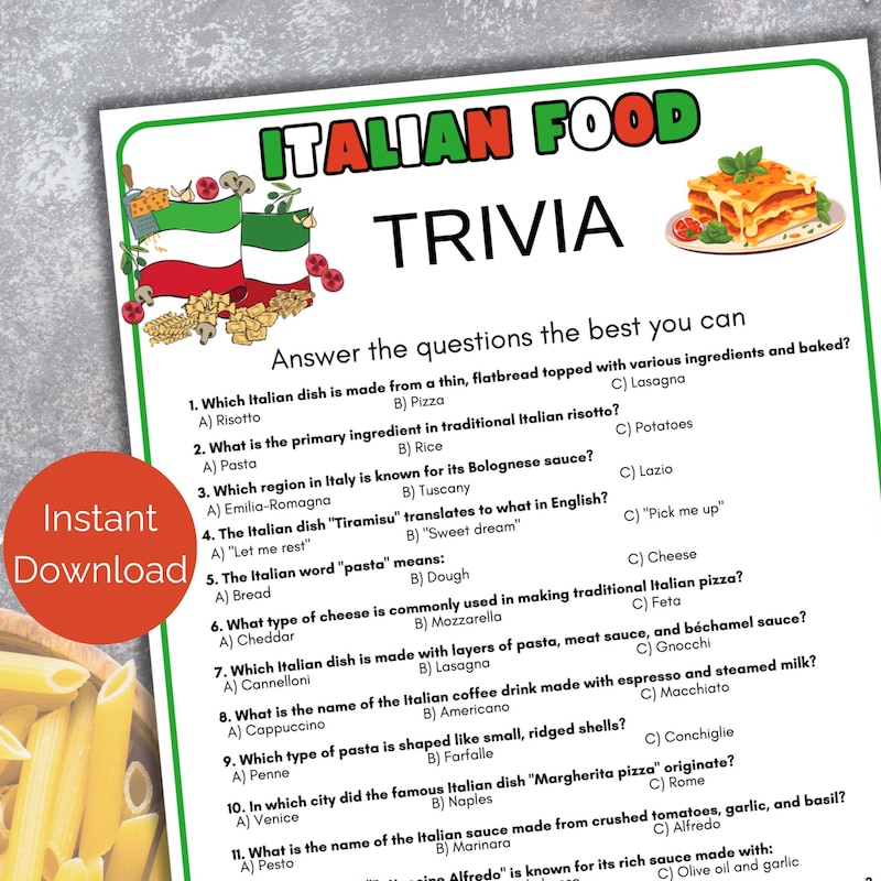Italian Game Quiz - Etsy