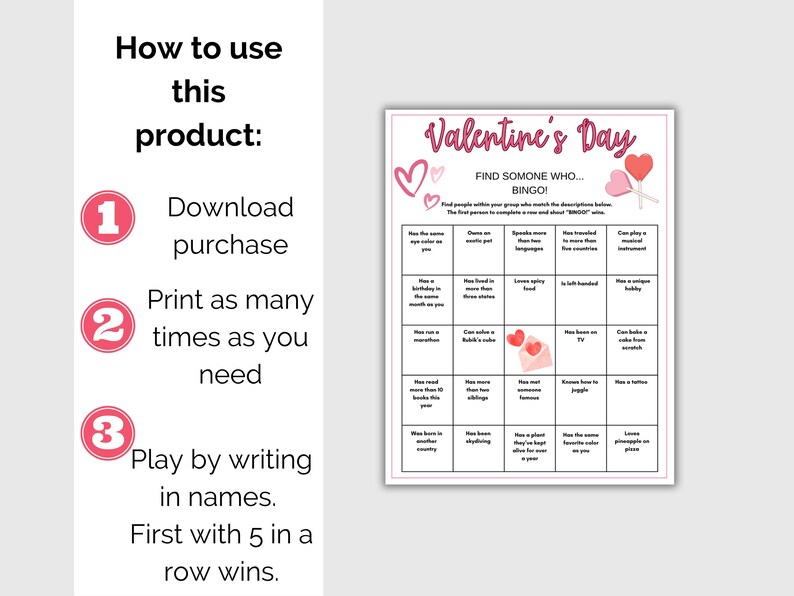 Valentines Find Someone Who Game, Valentines School Party Mix and ...