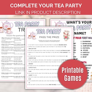 Spill the Tea Game, Printable Tea Party Games, Garden Party Game ...