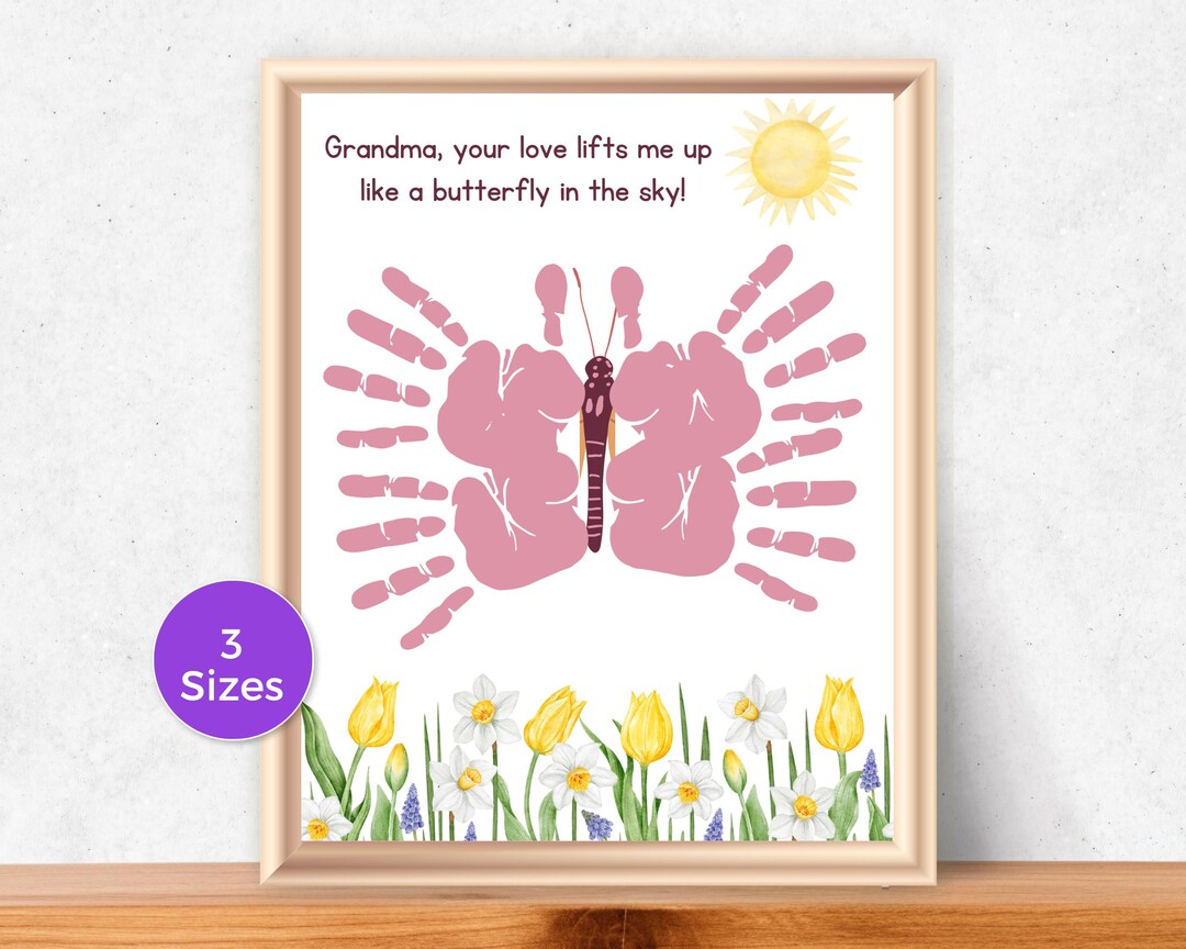 Butterfly Grandma Handprint Art, Grandparents Day Handprint Craft for ...