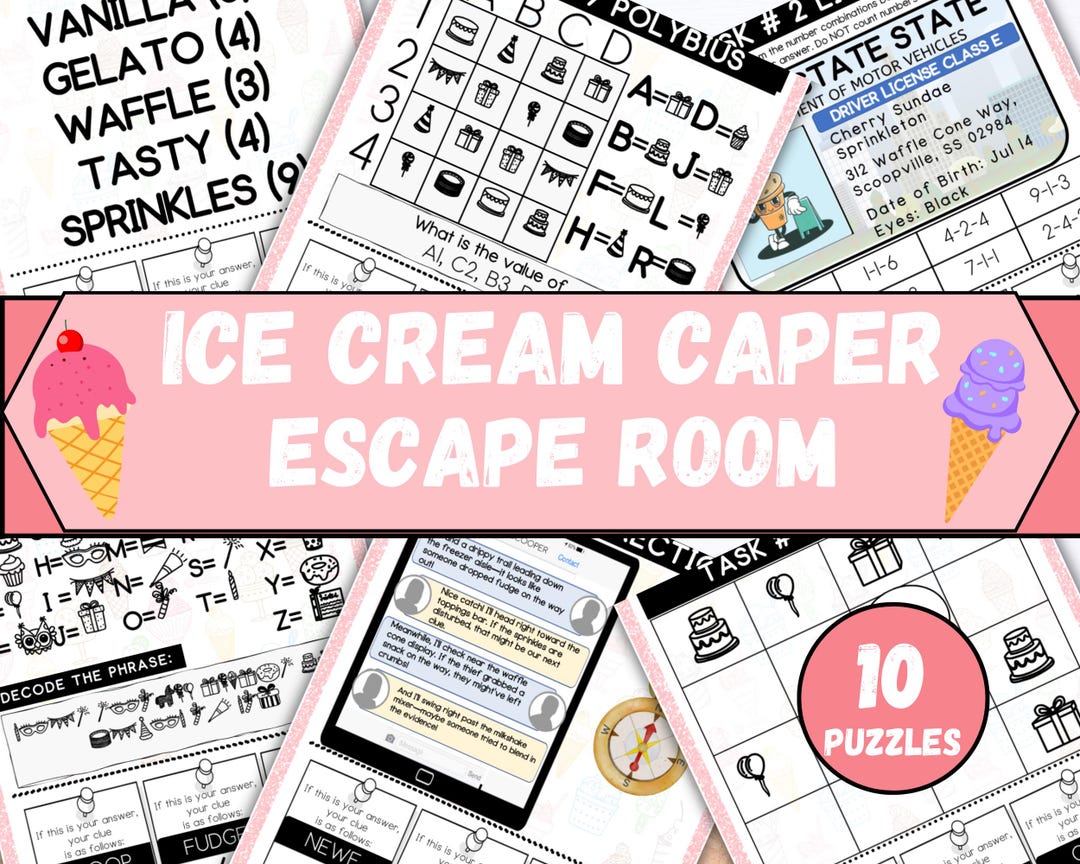 Ice Cream Escape Room for Kids, Printable Escape Room Kit, Ice Cream ...