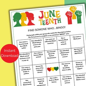 Juneteenth Find Someone Who Game, Juneteenth Party Mix and Mingle Bingo ...