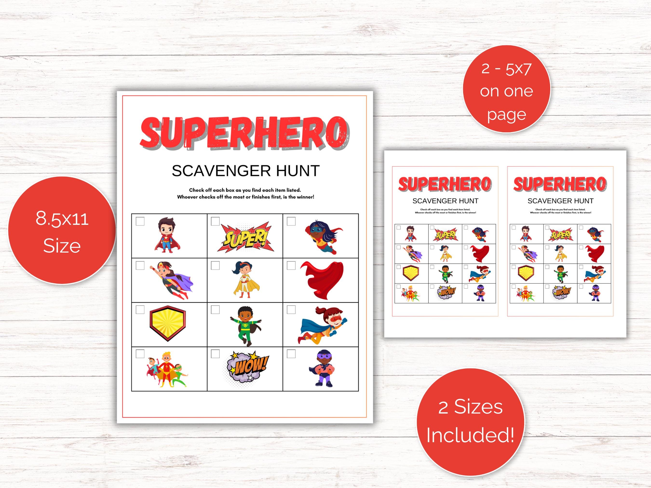 Superhero Scavenger Hunt for Kids, Superhero Treasure Hunt Game ...