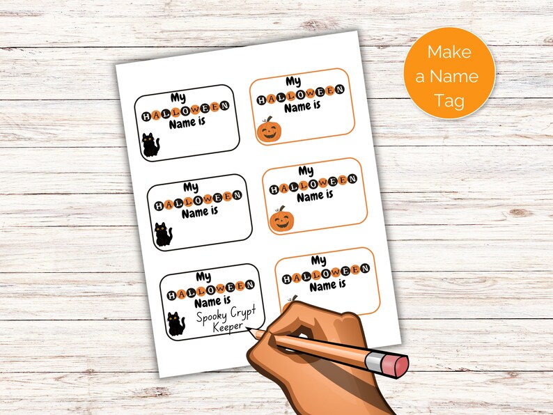 What's Your Halloween Name Game + Name Tags, Halloween Party Game ...