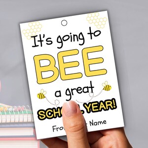 Editable Bee A Great Year Back to School Tag, Printable First Day of ...