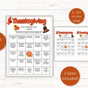 Thanksgiving Find Someone Who Game, Thanksgiving Mix and Mingle, Human ...
