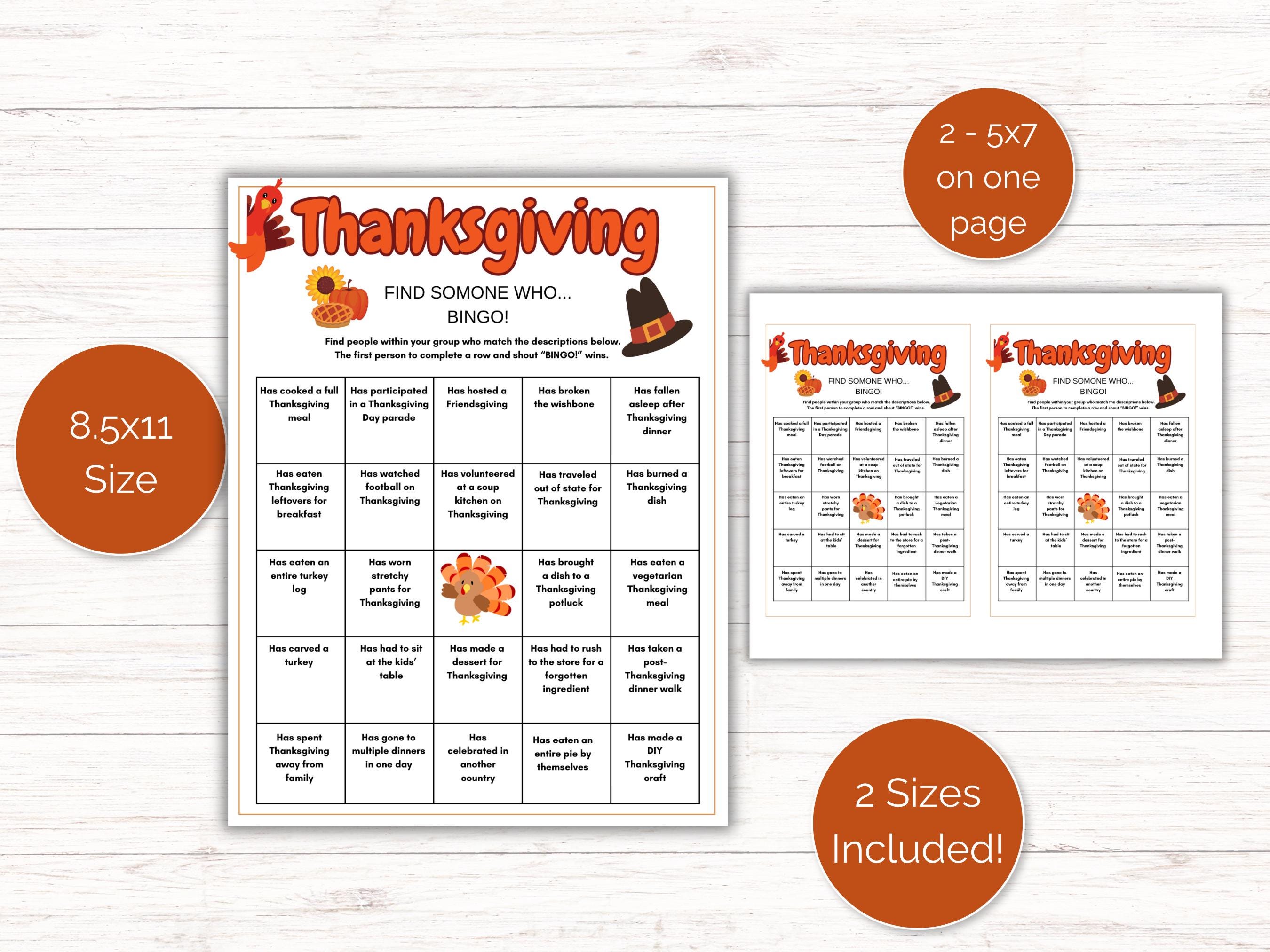 Thanksgiving Find Someone Who Game, Thanksgiving Mix and Mingle, Human ...