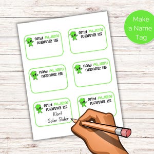 What's Your Alien Name Game + Name Tags, Printable Alien Birthday Party ...