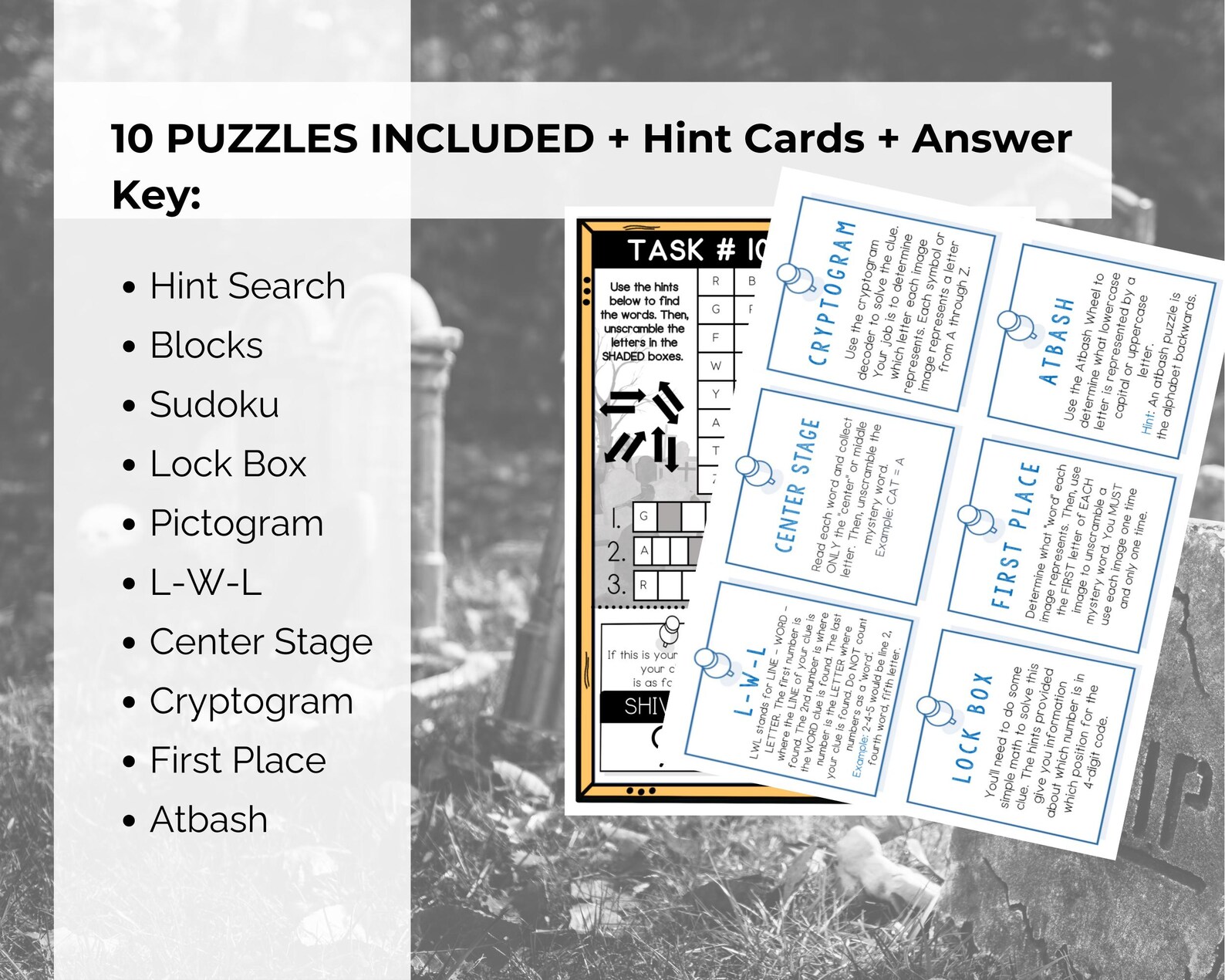 Haunted Graveyard Escape Room, Halloween Printable Escape Room Kit, DIY ...