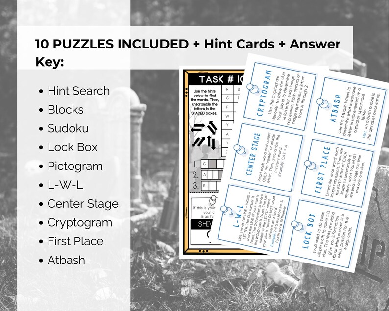 Haunted Graveyard Escape Room, Halloween Printable Escape Room Kit, DIY ...