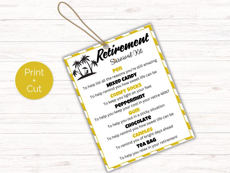 Editable Retirement Survival Kit Gift Tag, Happy Retirement Party Gift ...