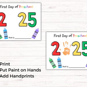 2025 First Day of Preschool Handprint Art, Preschool Handprint Craft ...