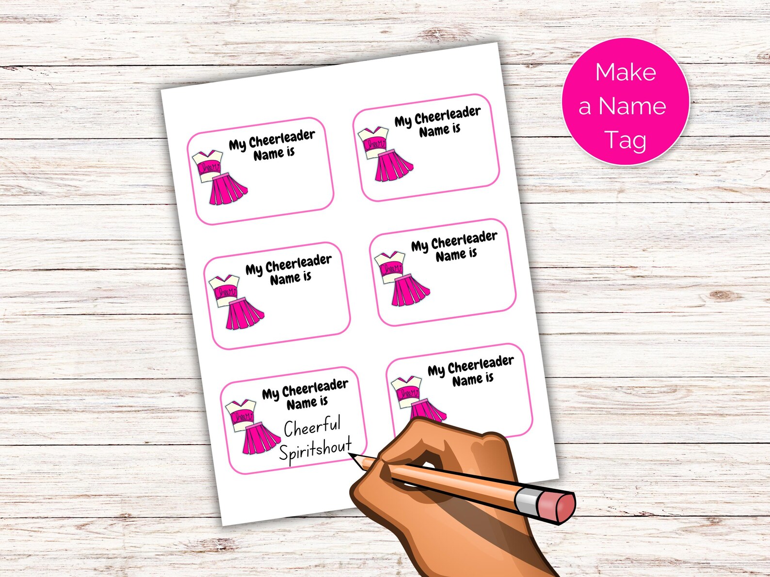What's Your Cheer Name Game + Name Tags, Printable Cheer Party Game ...