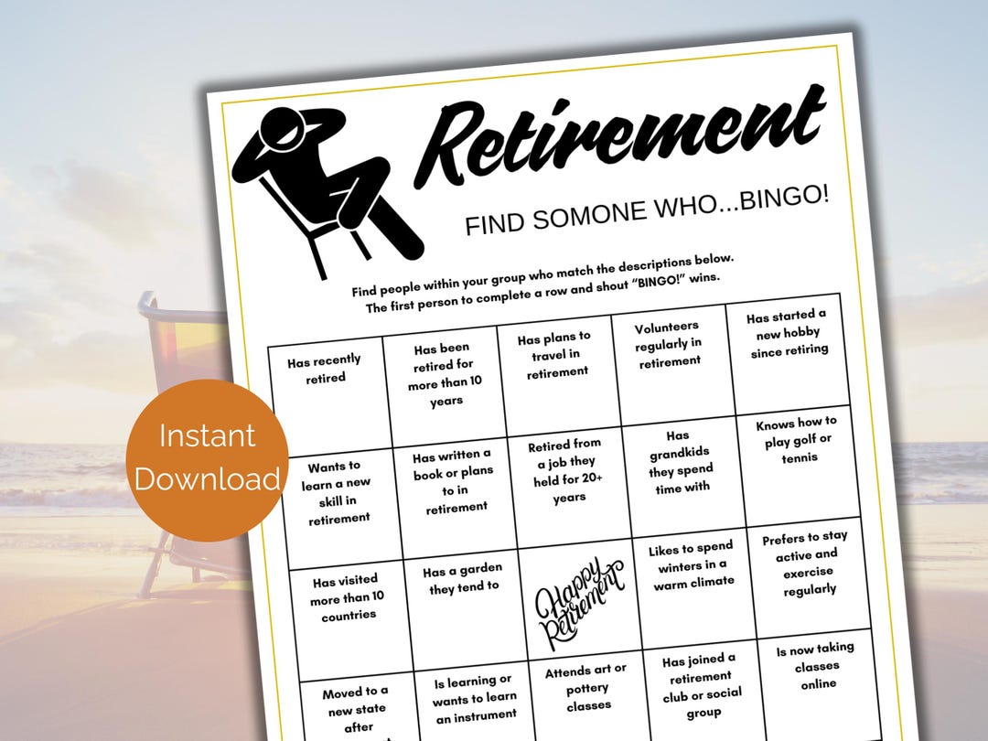 Retirement Find Someone Who Game, Printable Retirement Party Mix and ...