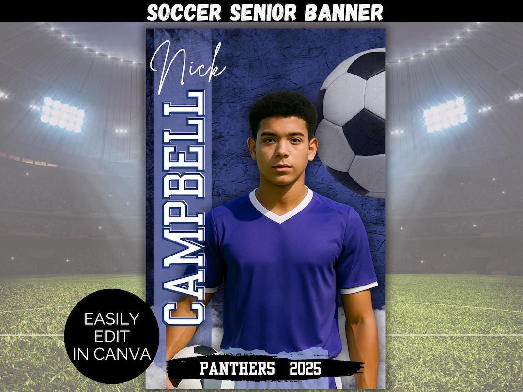 Editable Senior Soccer Banner Template, Custom Soccer Poster, Soccer ...