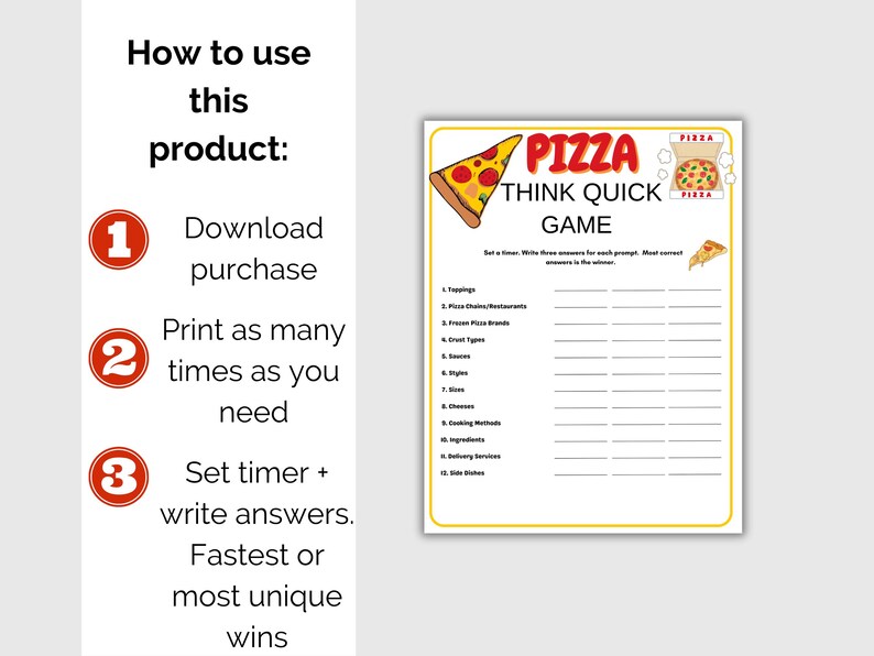 Pizza Think Quick, Pizza Games for Kids, Adults and Classroom, National ...